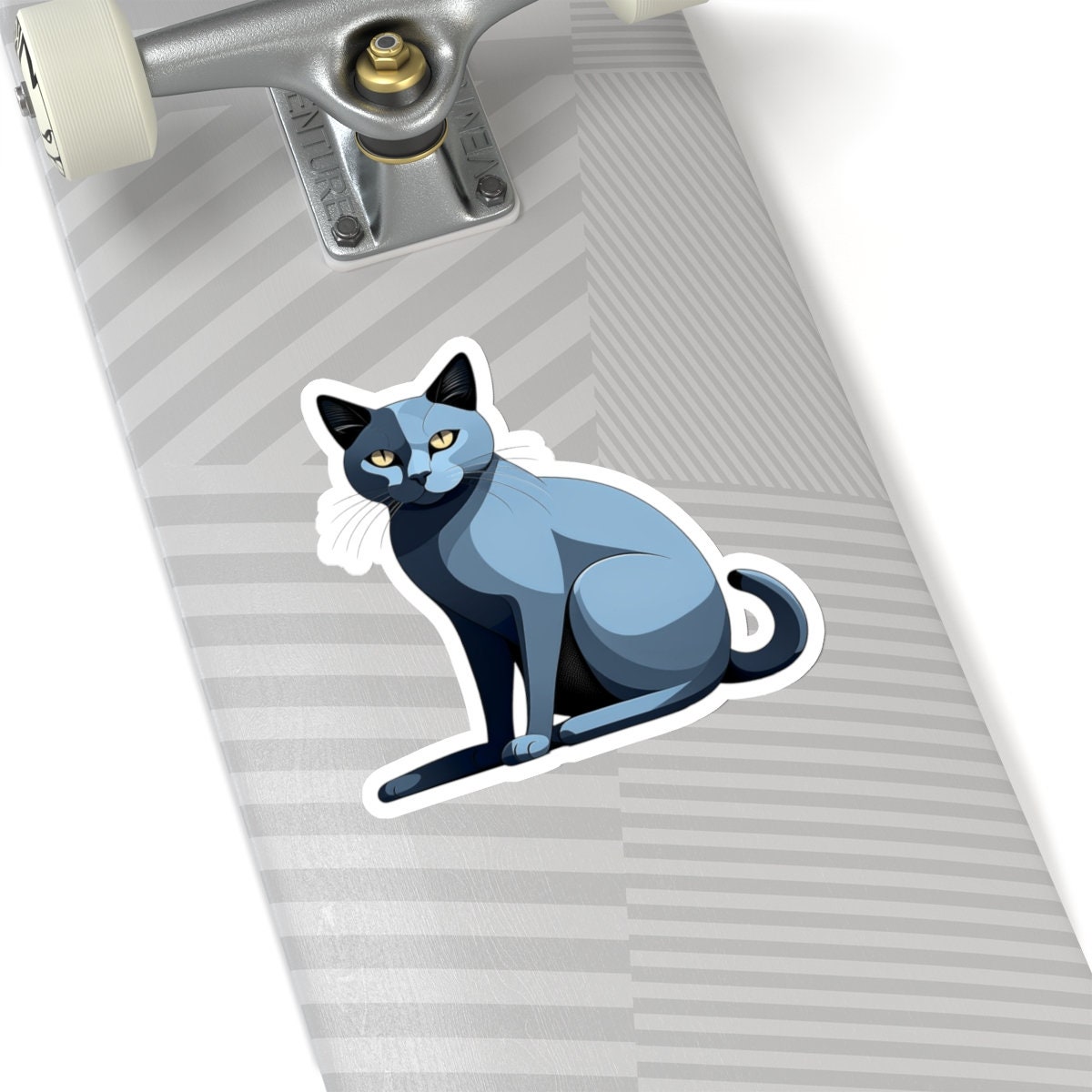 Russian Blue Cat Sticker, Grey Cat With Yellow Eyes, Durable Sitting ...