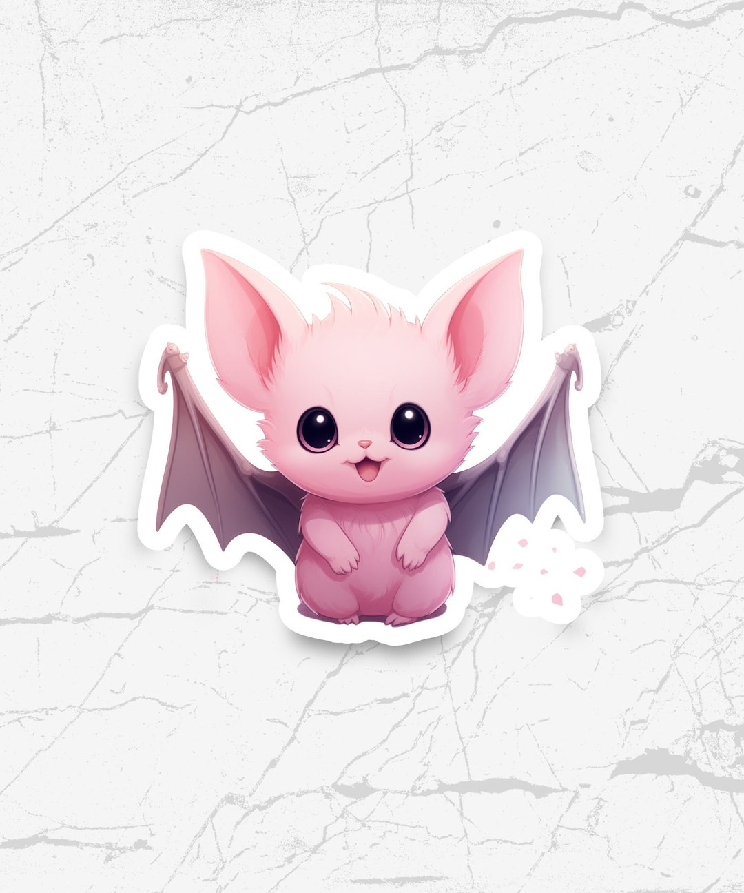 Cute Pink Bat Sticker, Kawaii Animal Decal, Laptop and Water Bottle ...