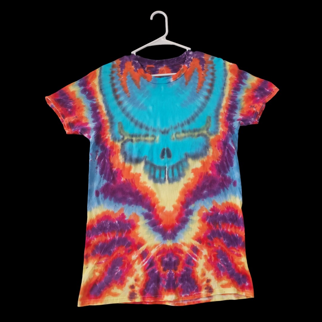 Trippy Tie Dye Stealie Skull Shirt Medium T-shirt Wig Wag Handmade 420 ...