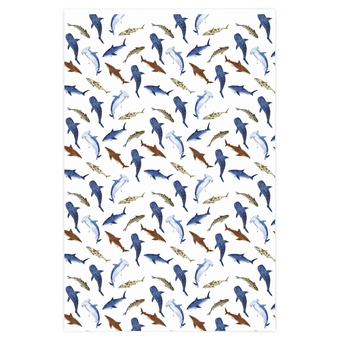 Shark Wrapping Paper Roll Present Wrapping Kids Wrap Birthday Ocean ...