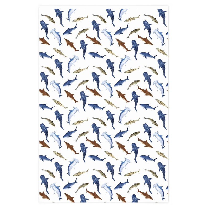 Shark Wrapping Paper Roll Present Wrapping Kids Wrap Birthday Ocean ...