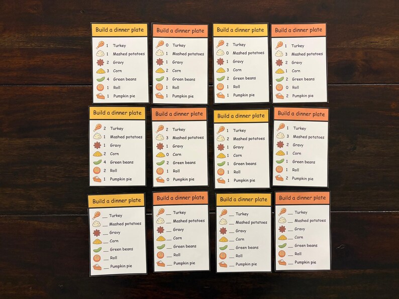 Build a Meal - Thanksgiving - Fall Activity - Toddlers Printable Lesson ...