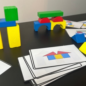 Wooden Block Flashcards - Building Blocks - Patterns, Shapes, Colors ...