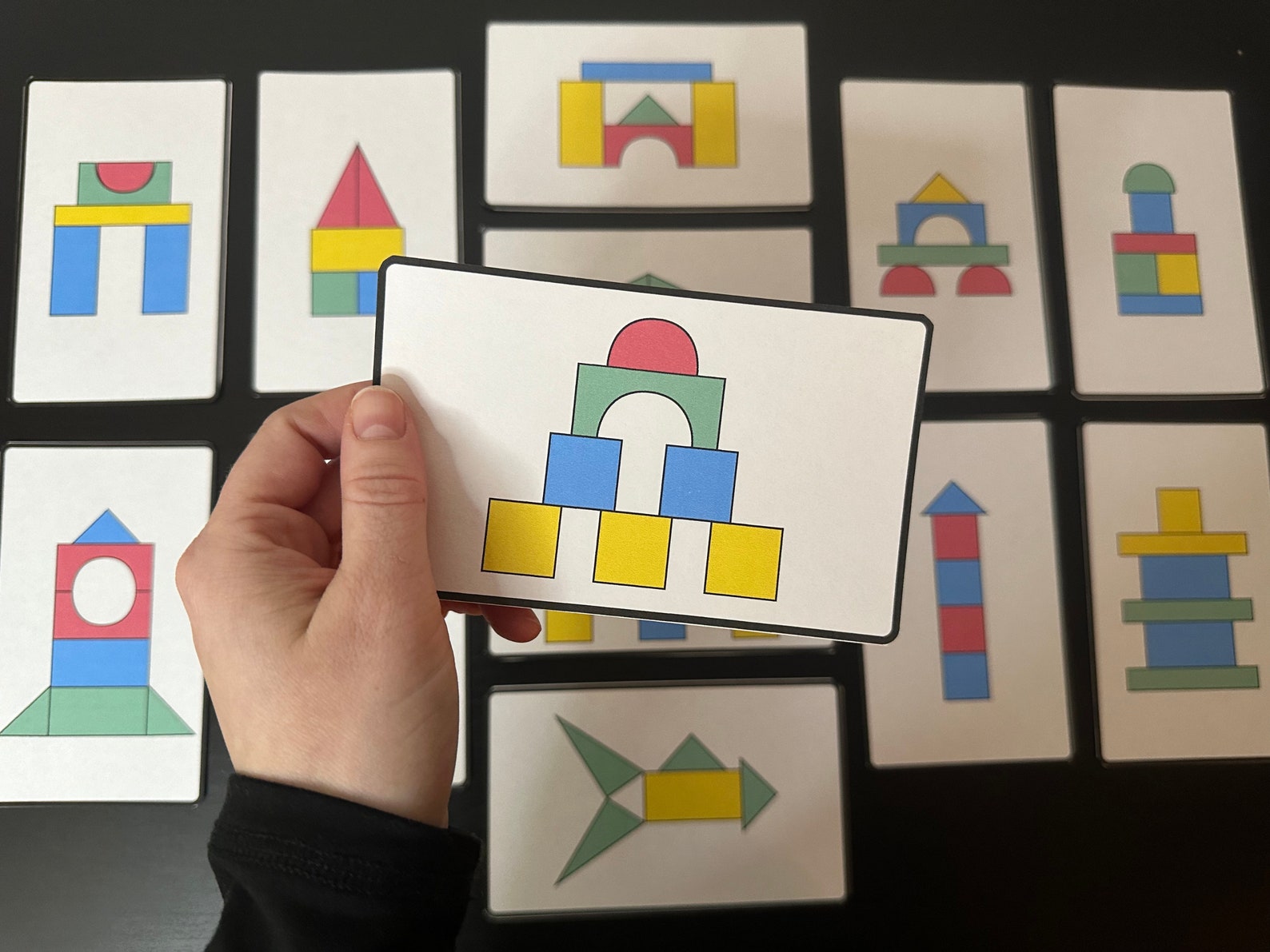 Wooden Block Flashcards - Building Blocks - Patterns, Shapes, Colors ...