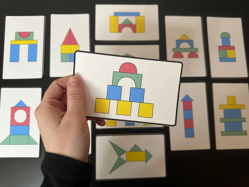 Wooden Block Flashcards - Building Blocks - Patterns, Shapes, Colors ...
