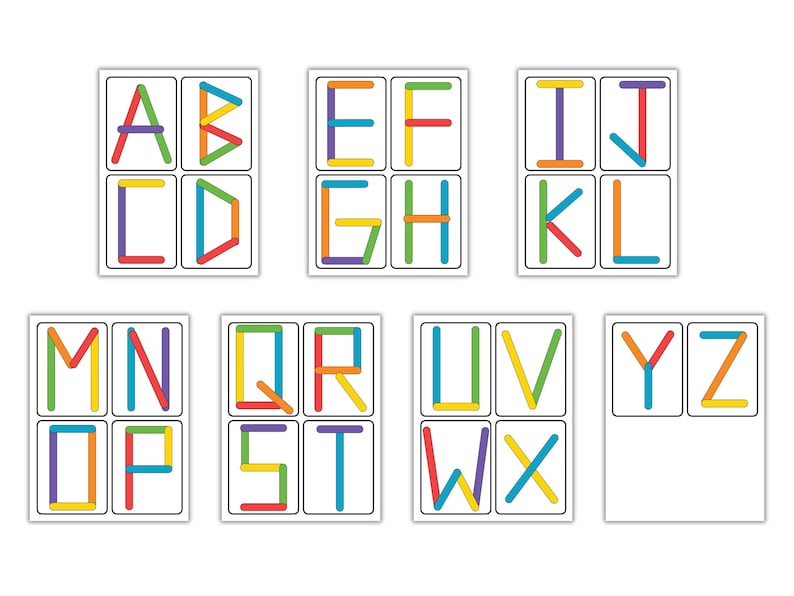 Alphabet Craft Stick Activity Cards - Montessori Learning - Popsicle ...