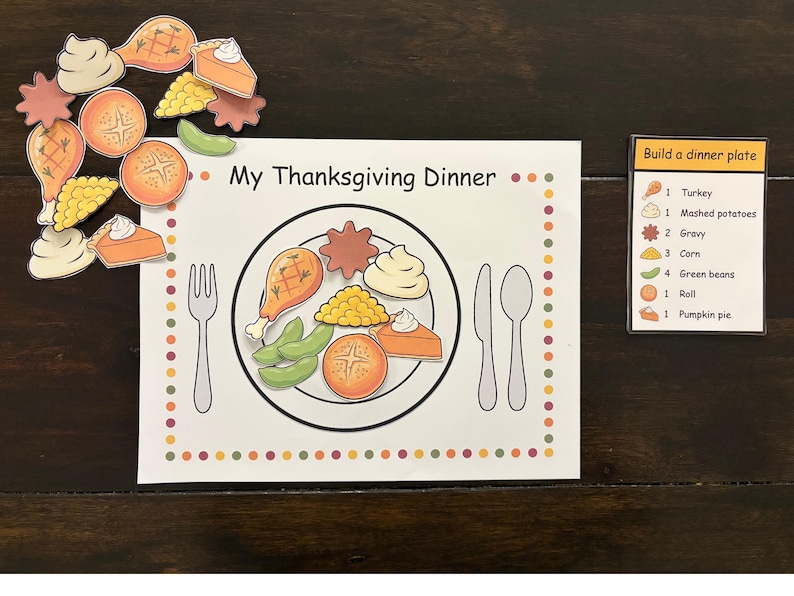 Build a Meal - Thanksgiving - Fall Activity - Toddlers Printable Lesson ...