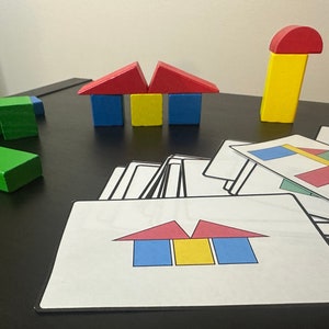 Wooden Block Flashcards - Building Blocks - Patterns, Shapes, Colors ...