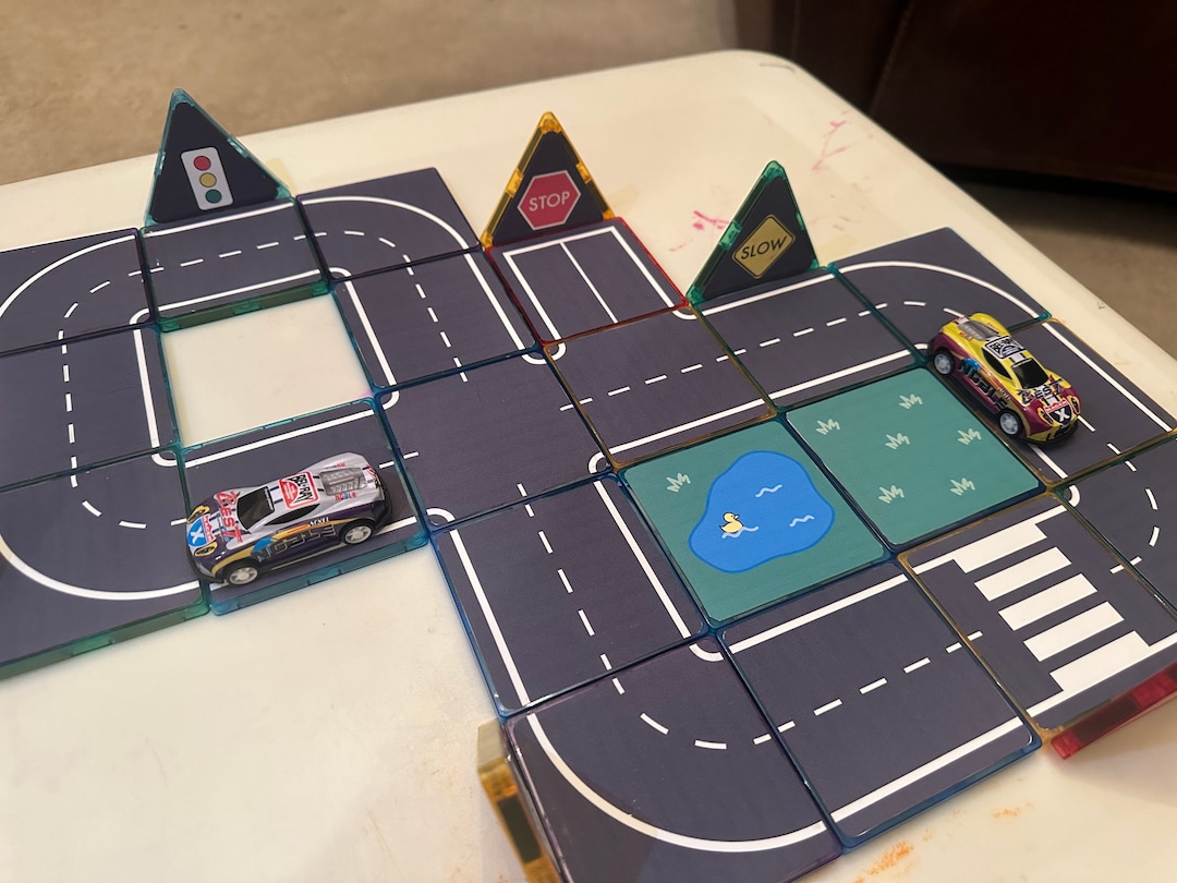 Magnetic Tile Road Stickers Toppers - Printable - Preschool ...