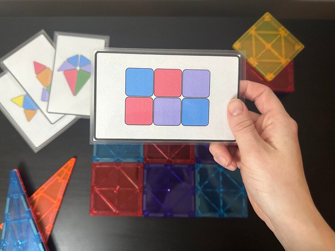 Magnetic Tile Puzzle Cards - Index Cards, Pattern Flashcards - Etsy