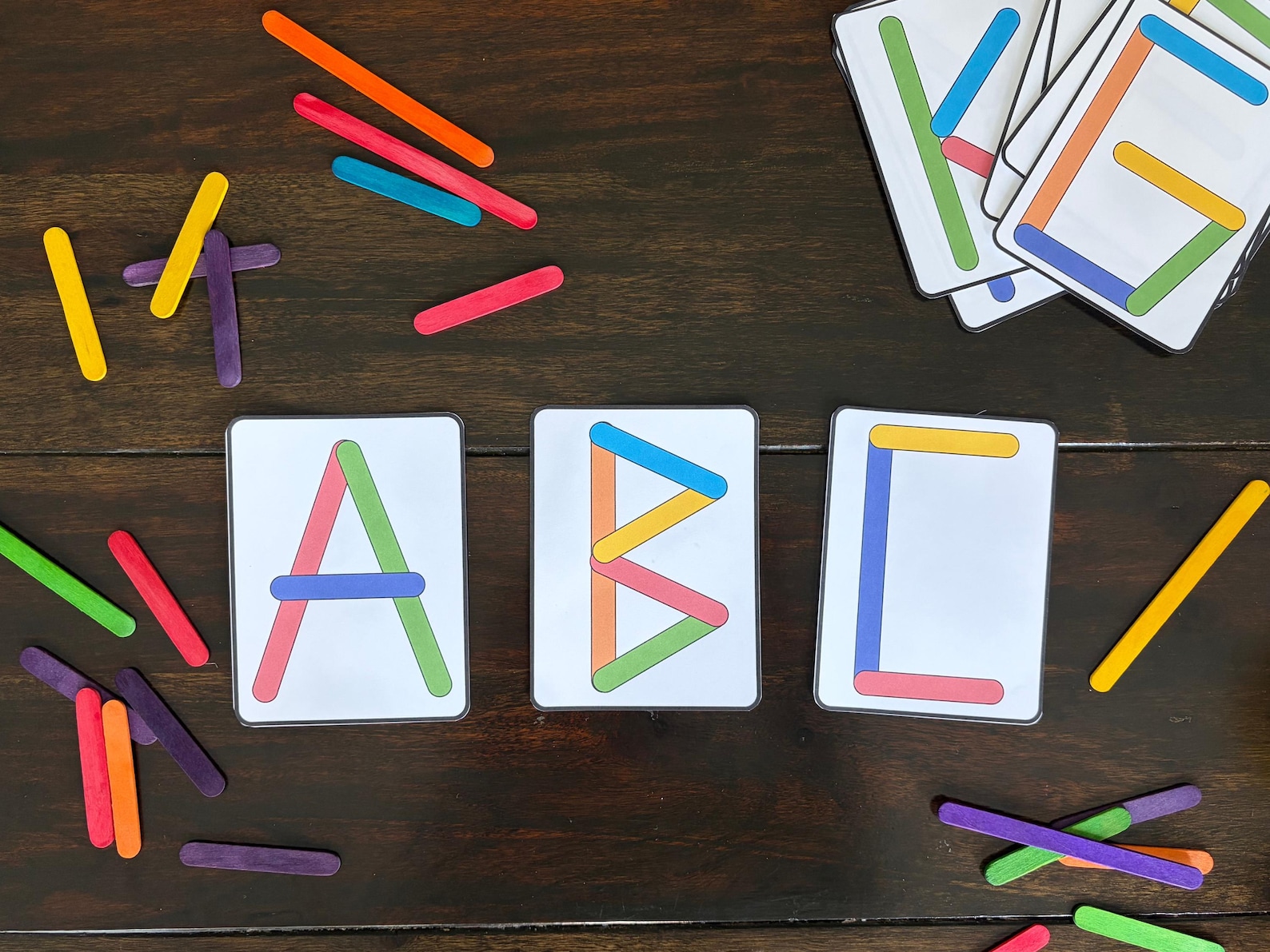 Alphabet Craft Stick Activity Cards - Montessori Learning - Popsicle ...