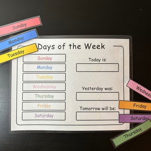 Today Is... Calendar for Circle Time, Preschool, Homeschool Days of the ...