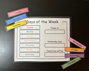 Days of the Week Printable Labels for Visual Schedule - Etsy