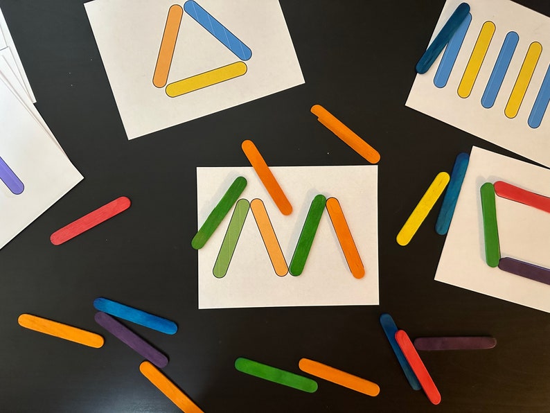 Popsicle Stick Shapes and Patterns Activity Game for Toddlers ...