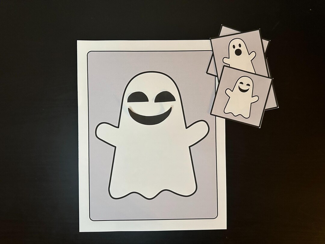Halloween Shapes Activity - Printable Ghost Face Emotions - Shapes for ...