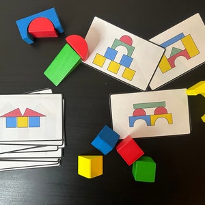 Wooden Block Flashcards - Building Blocks - Patterns, Shapes, Colors ...