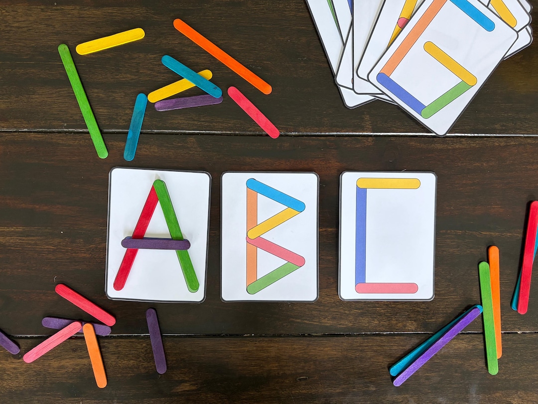 Alphabet Craft Stick Activity Cards - Montessori Learning - Popsicle ...