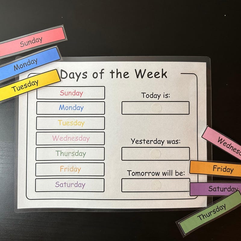 Chart Days of the Week - Etsy