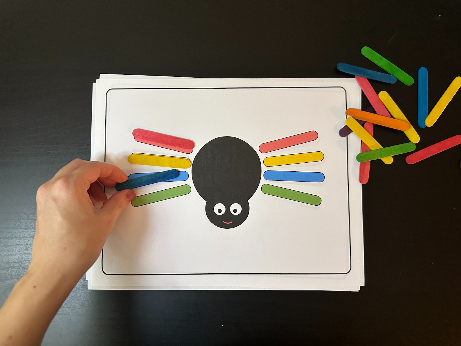 Halloween Popsicle Stick Spider Activity - Printable Activity With ...