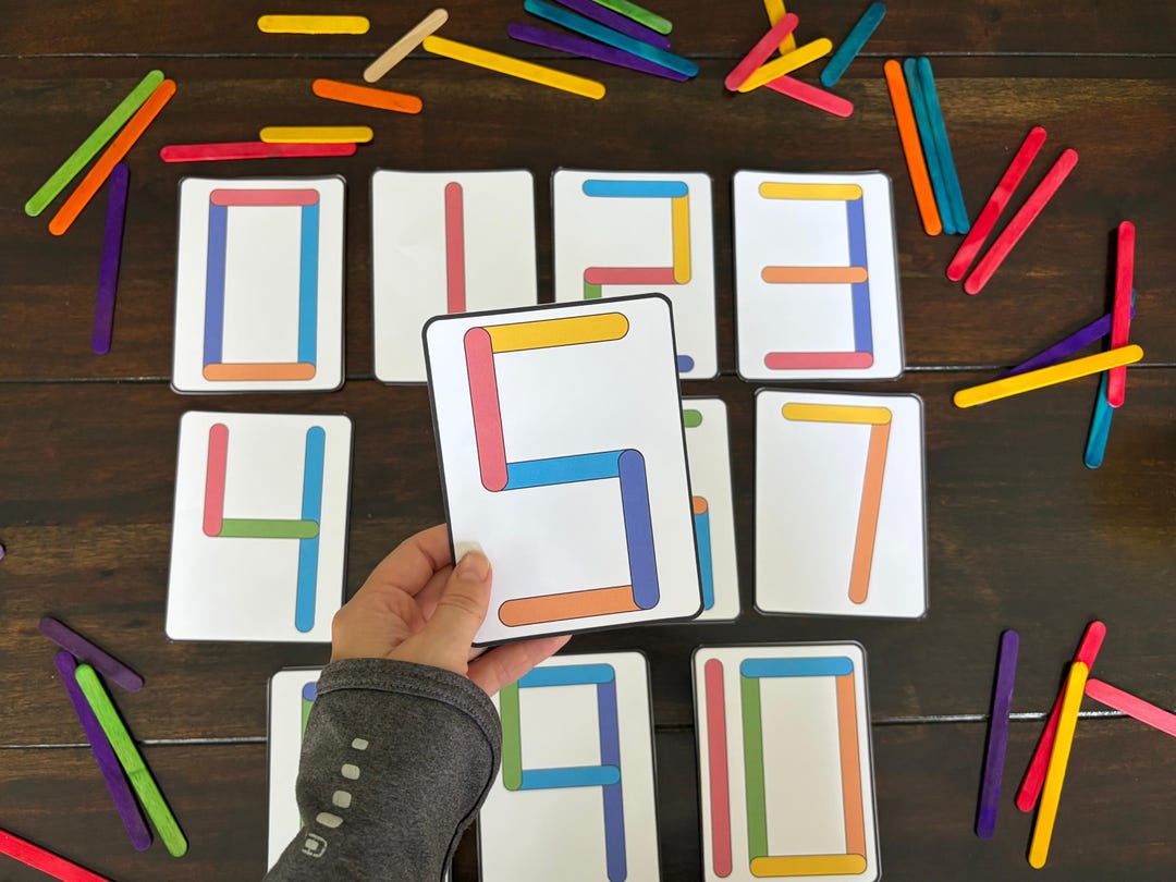 Number 1-10 Craft Stick Activity Cards - Montessori Learning - Popsicle ...