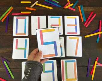 Number 1-10 Craft Stick Activity Cards - Montessori Learning - Popsicle ...