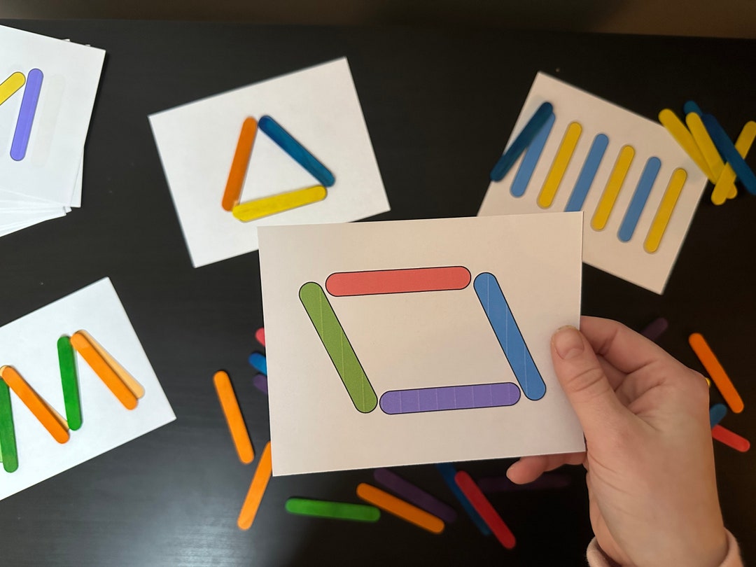 Popsicle Stick Shapes and Patterns Activity Game for Toddlers ...