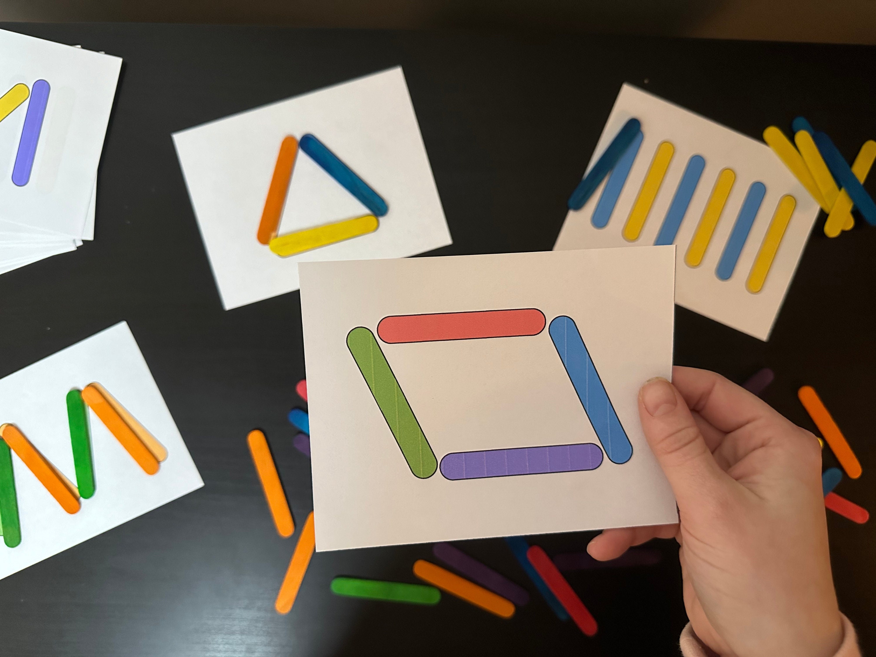 Popsicle Stick Shapes and Patterns Activity Game for Toddlers ...