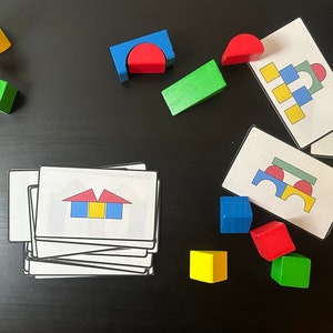 Wooden Block Flashcards - Building Blocks - Patterns, Shapes, Colors ...