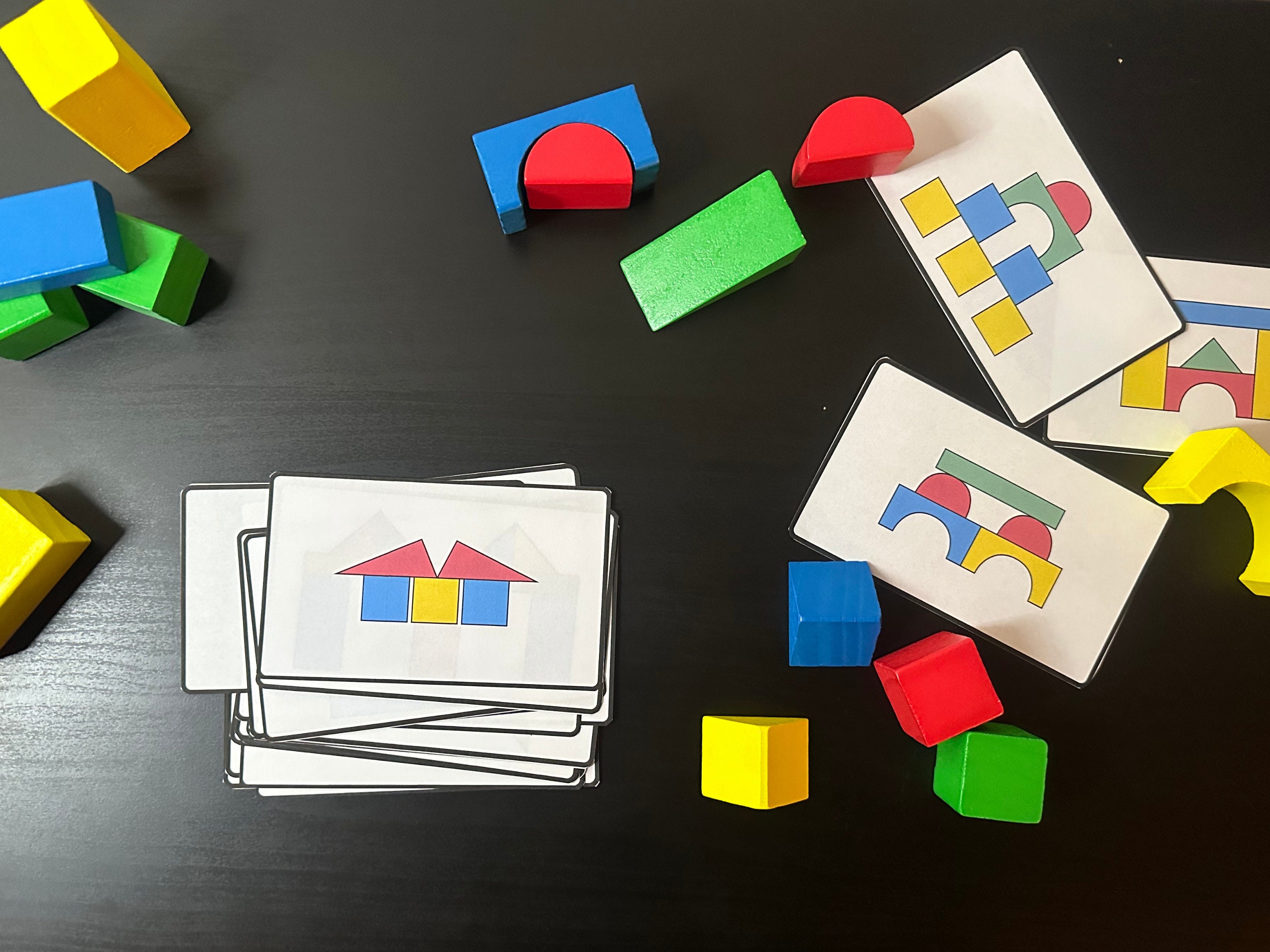Wooden Block Flashcards - Building Blocks - Patterns, Shapes, Colors ...