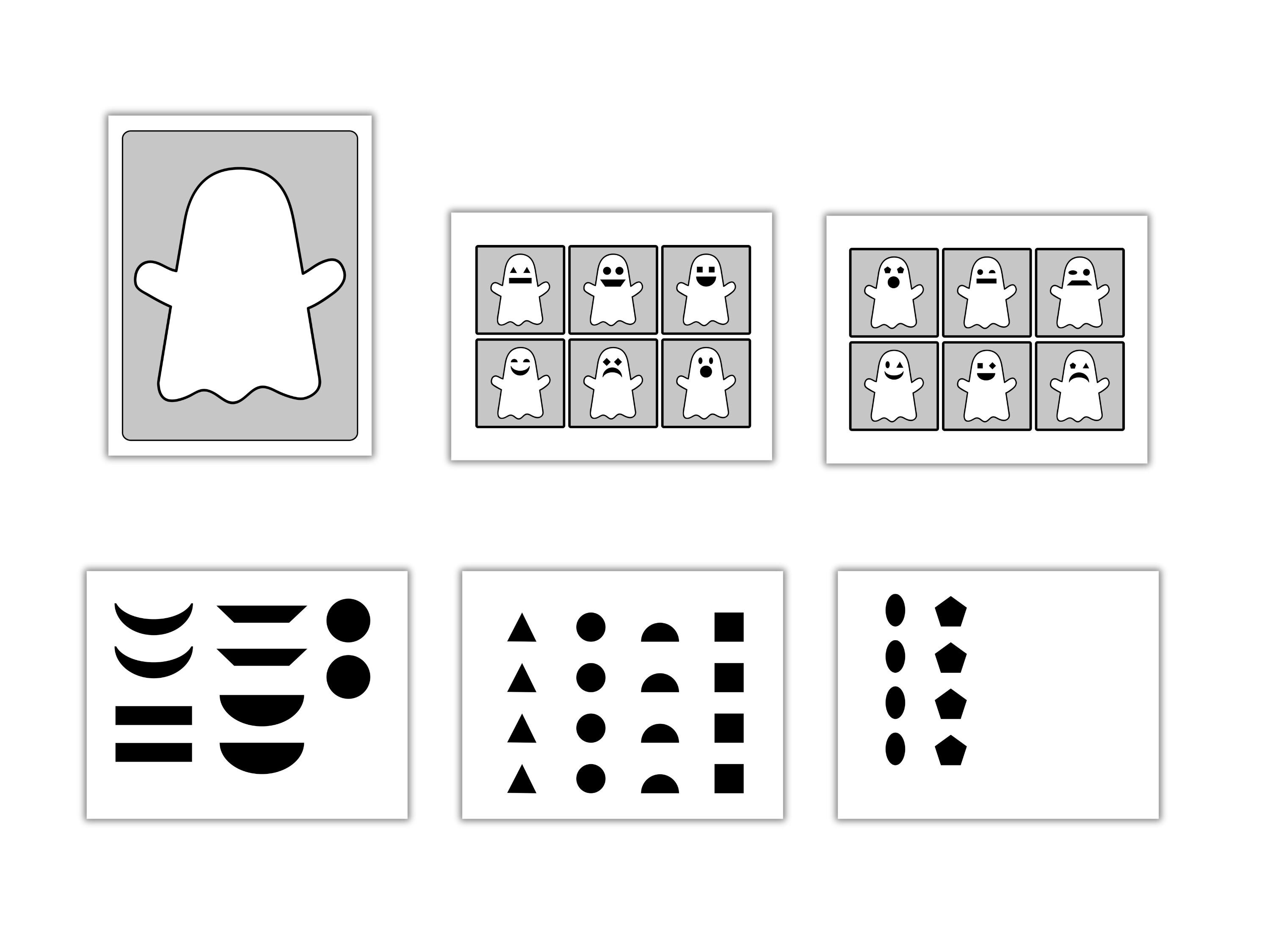 Halloween Shapes Activity - Printable Ghost Face Emotions - Shapes for ...