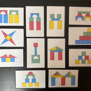 Wooden Block Flashcards - Building Blocks - Patterns, Shapes, Colors ...