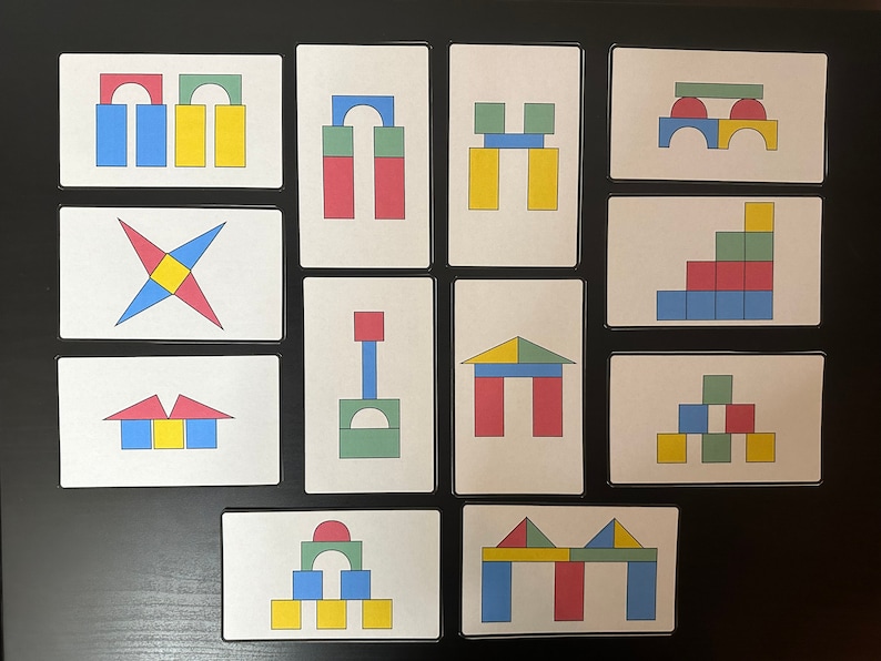 Wooden Block Flashcards - Building Blocks - Patterns, Shapes, Colors ...