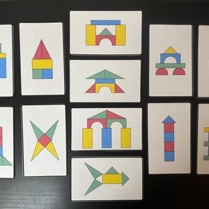 Wooden Block Flashcards - Building Blocks - Patterns, Shapes, Colors ...