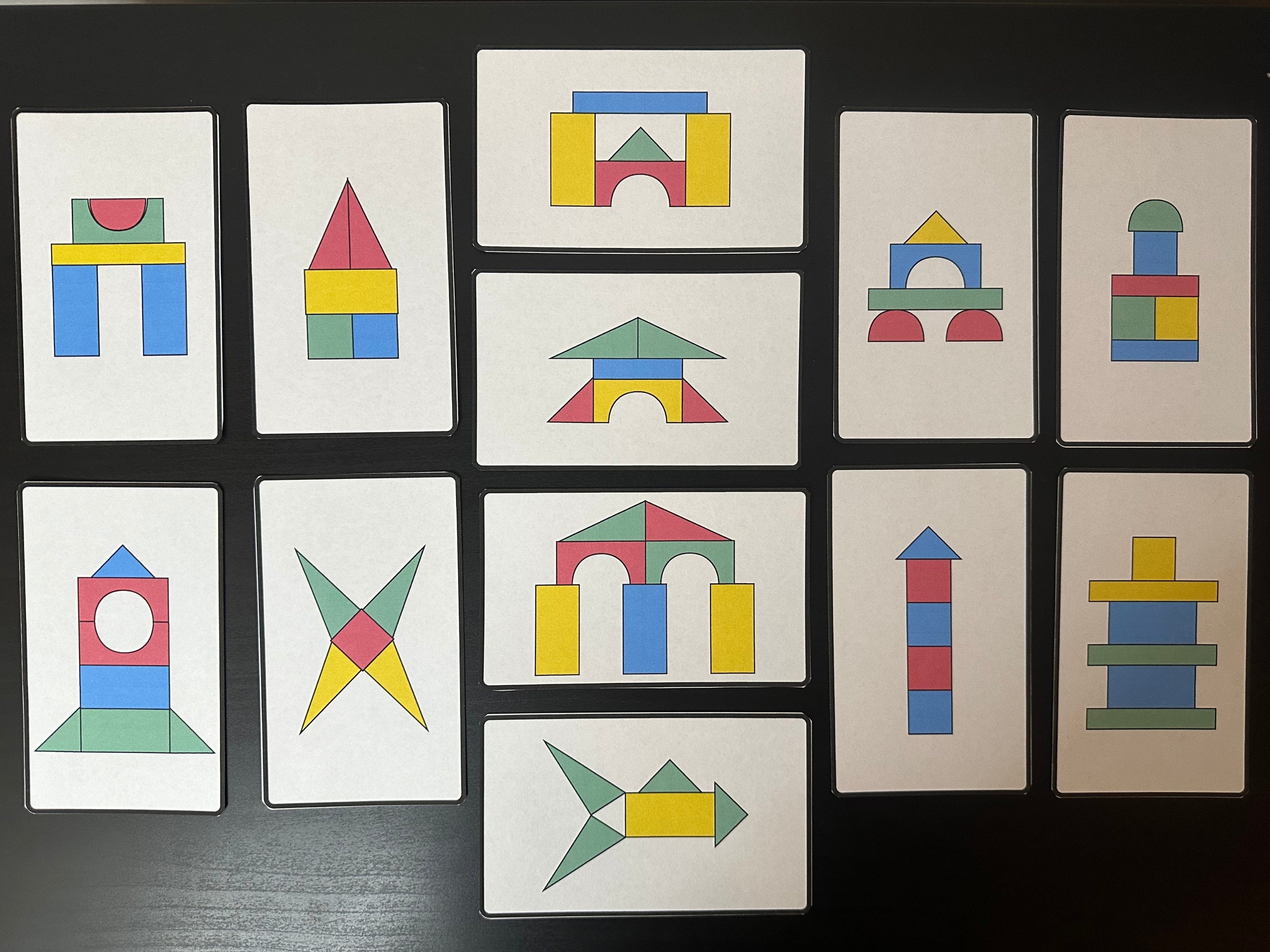 Wooden Block Flashcards Building Blocks Patterns, Shapes, Colors ...