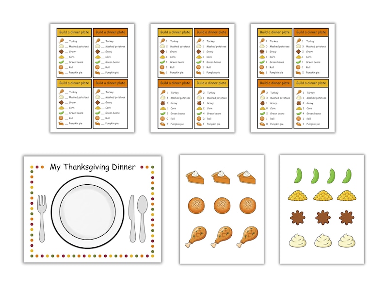 Build a Meal - Thanksgiving - Fall Activity - Toddlers Printable Lesson ...