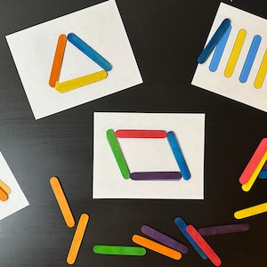 Popsicle Stick Shapes and Patterns Activity Game for Toddlers ...