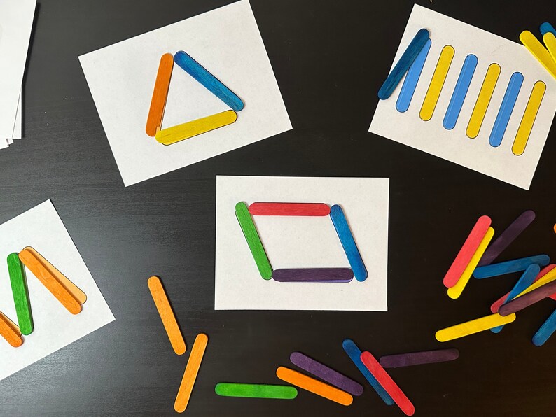 Popsicle Stick Shapes and Patterns Activity Game for Toddlers ...