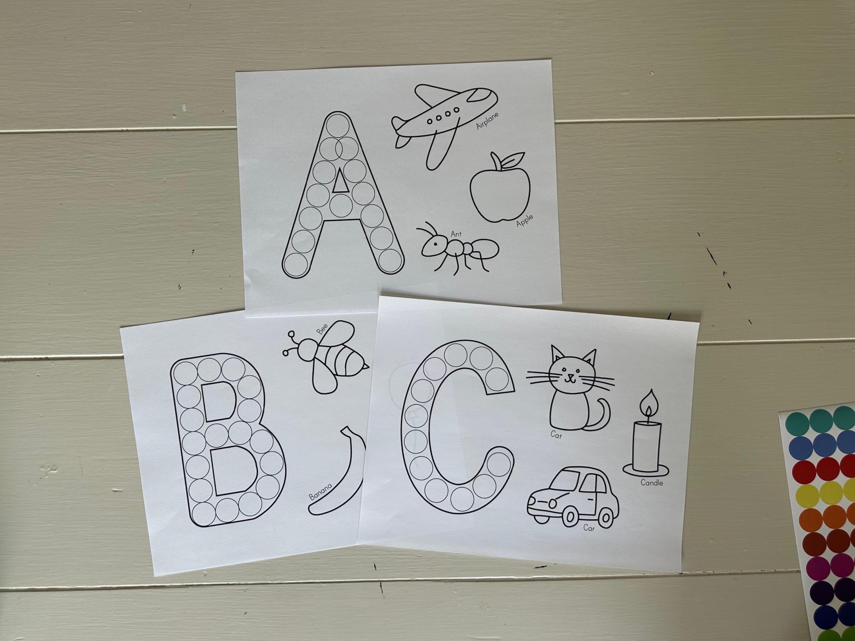 Alphabet Dot Sticker Art Activity - Dot Markers - Preschool Homeschool ...