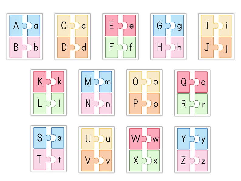 Letter Matching Puzzle Pieces Game Learn the Alphabet Activity for Preschool Homeschool ...
