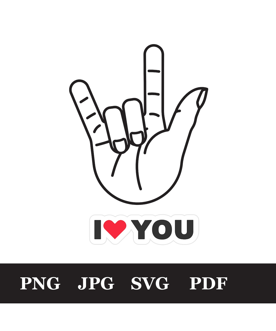 I Love You Hand Sign Line Art: ASL Vector (digital Download) - Etsy