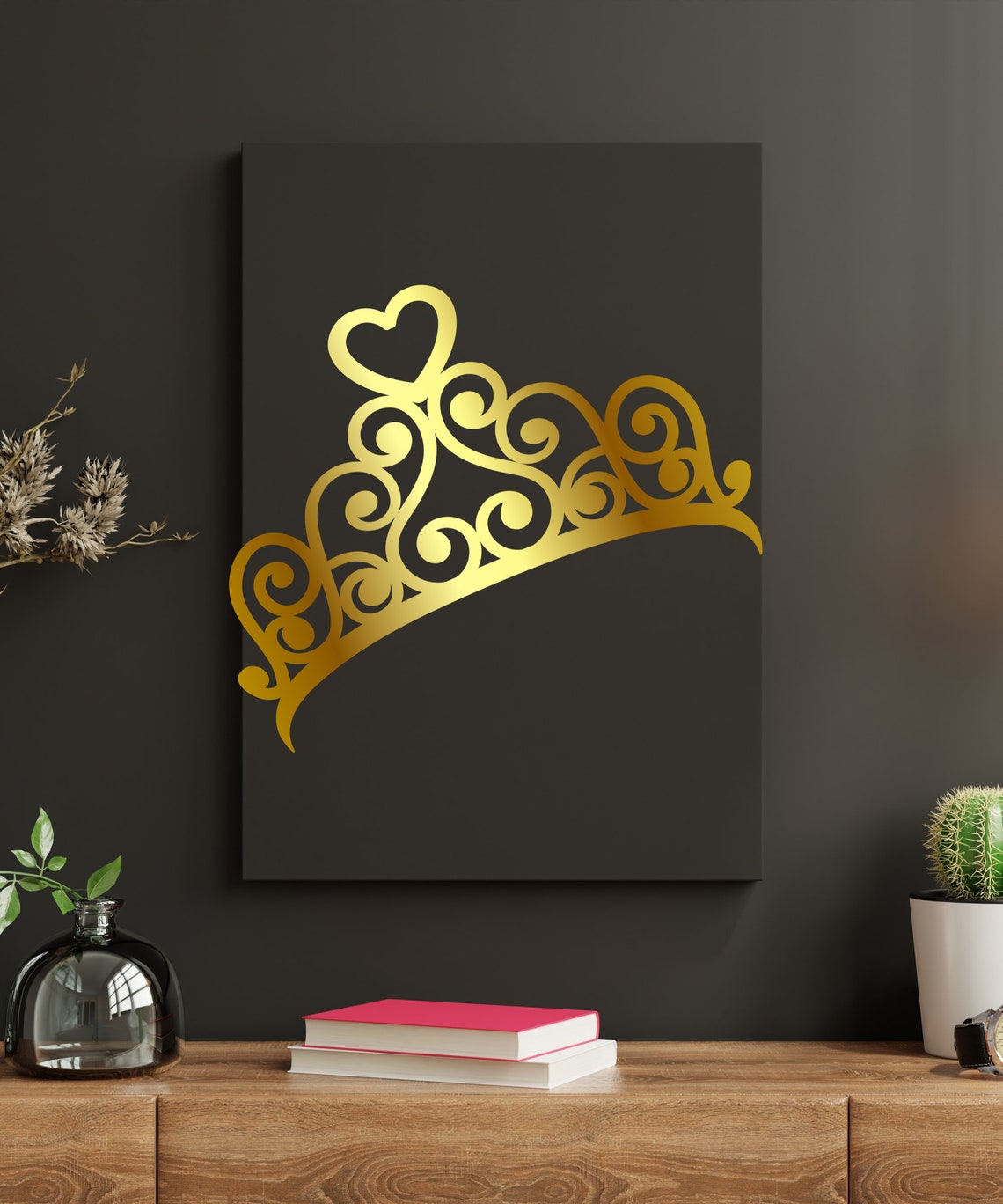 Princess Crown Print Baby Girl Nursery Blush Pink Wall Art Princess ...