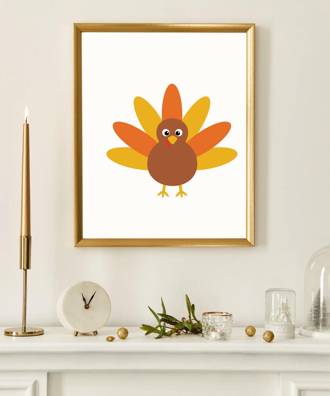 Thanksgiving Turkey, Cute Turkey Wall Art Digital Print, Gift for ...