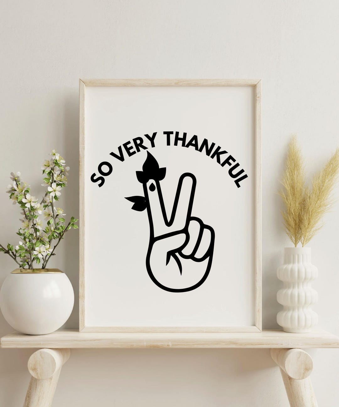 Peace Sign Turkey, Happy Thanksgiving Wall Art Digital Print, Gift for ...