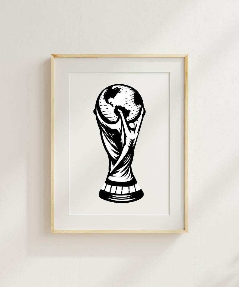 FIFA World Cup 2026 Line Art Print, Minimalist Soccer Trophy Drawing ...