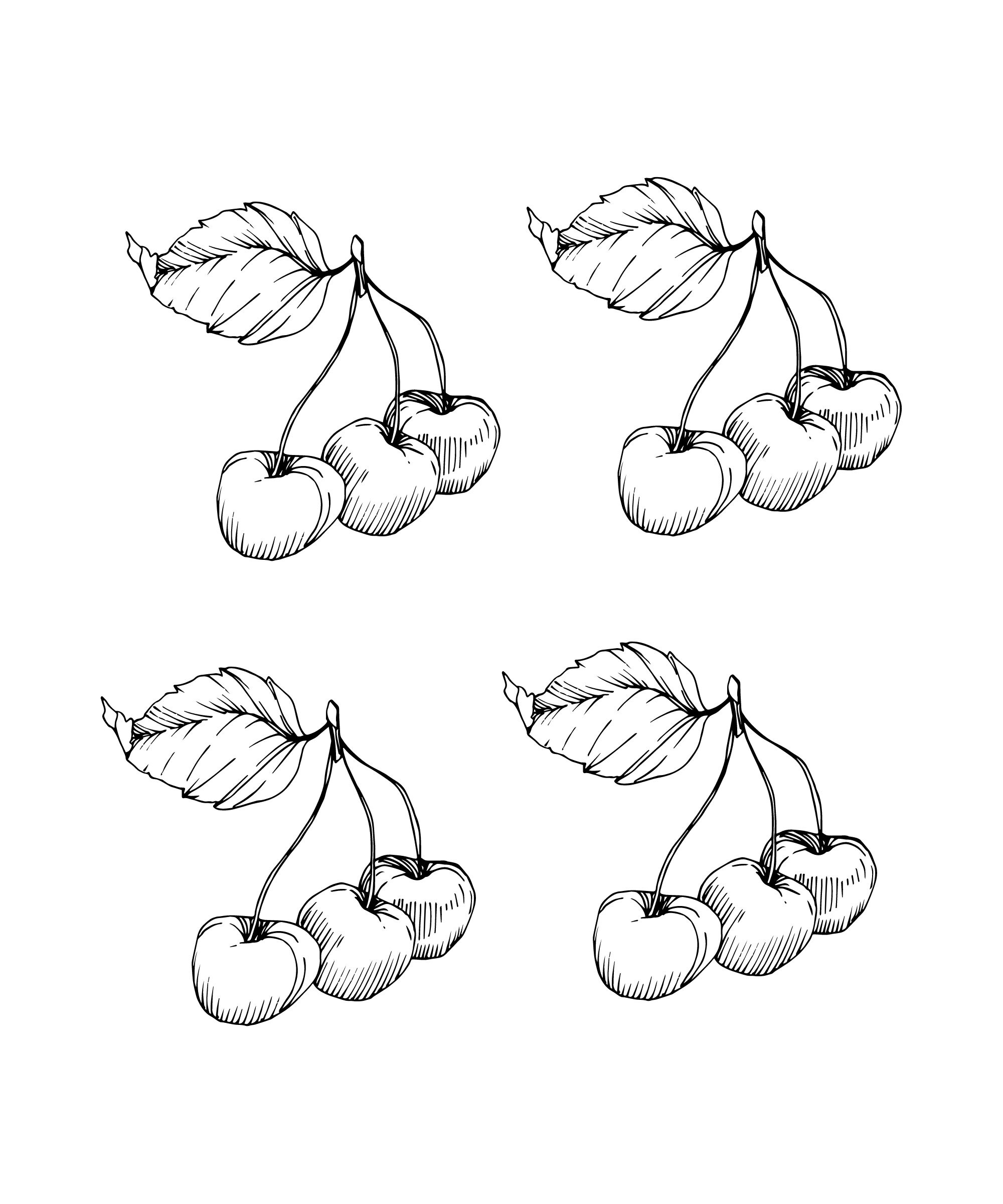 Cherry Line Art, Cherry Print, Abstract Fruit Wall Decor, Minimalist ...