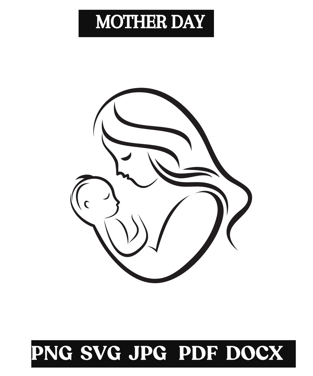 Mother and Baby Outline Art Print: Maternity Nursery Decor (digital ...
