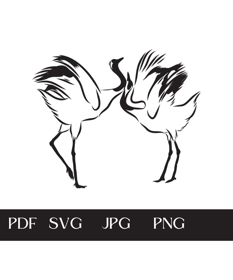 Cranes Sketch Art | Drawing of Two Cranes on Beach | Coastal Birds Wall ...