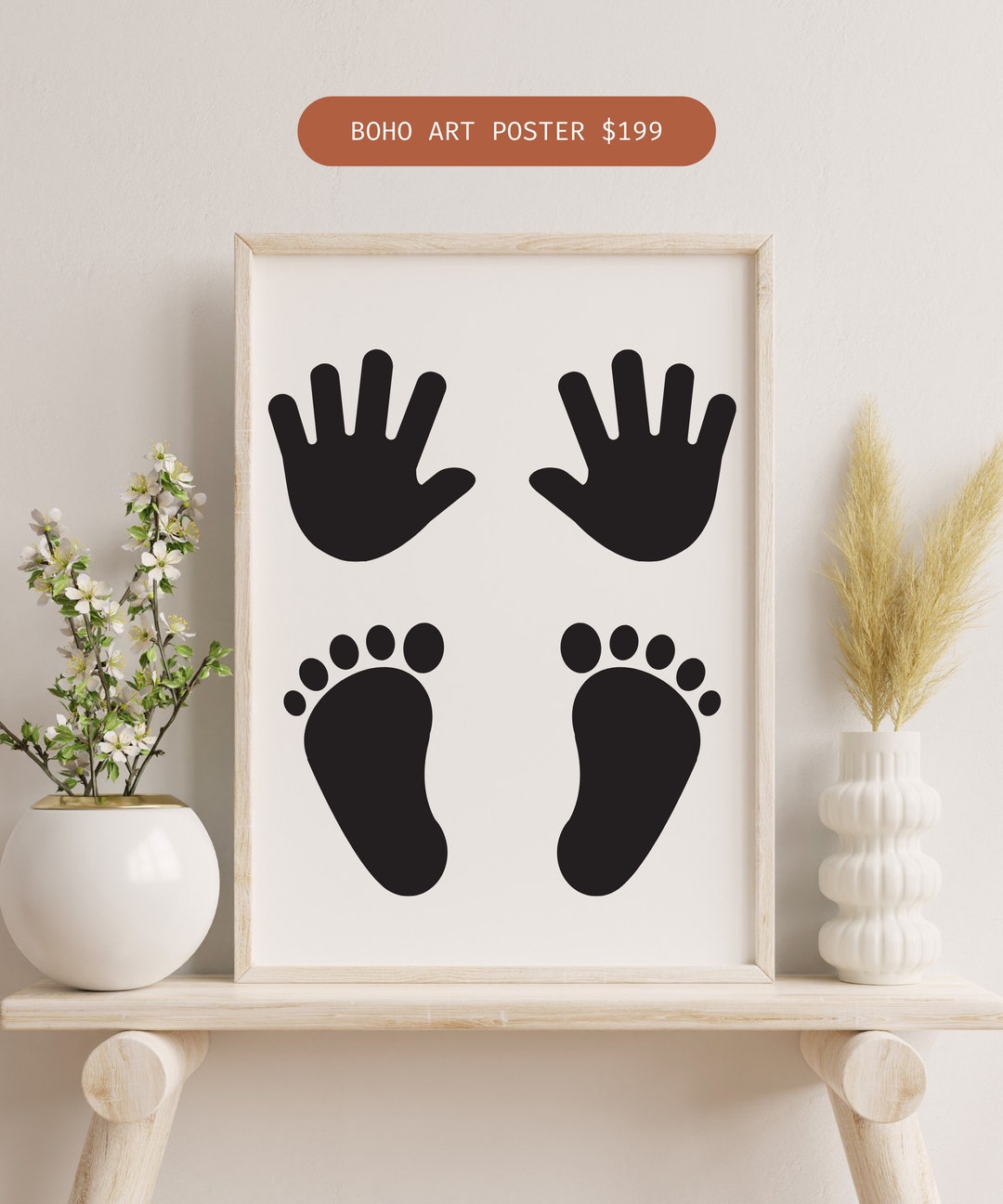 Baby Hand and Footprint Inkless Kit Stamp Pad With 2 Cardstock Pieces ...