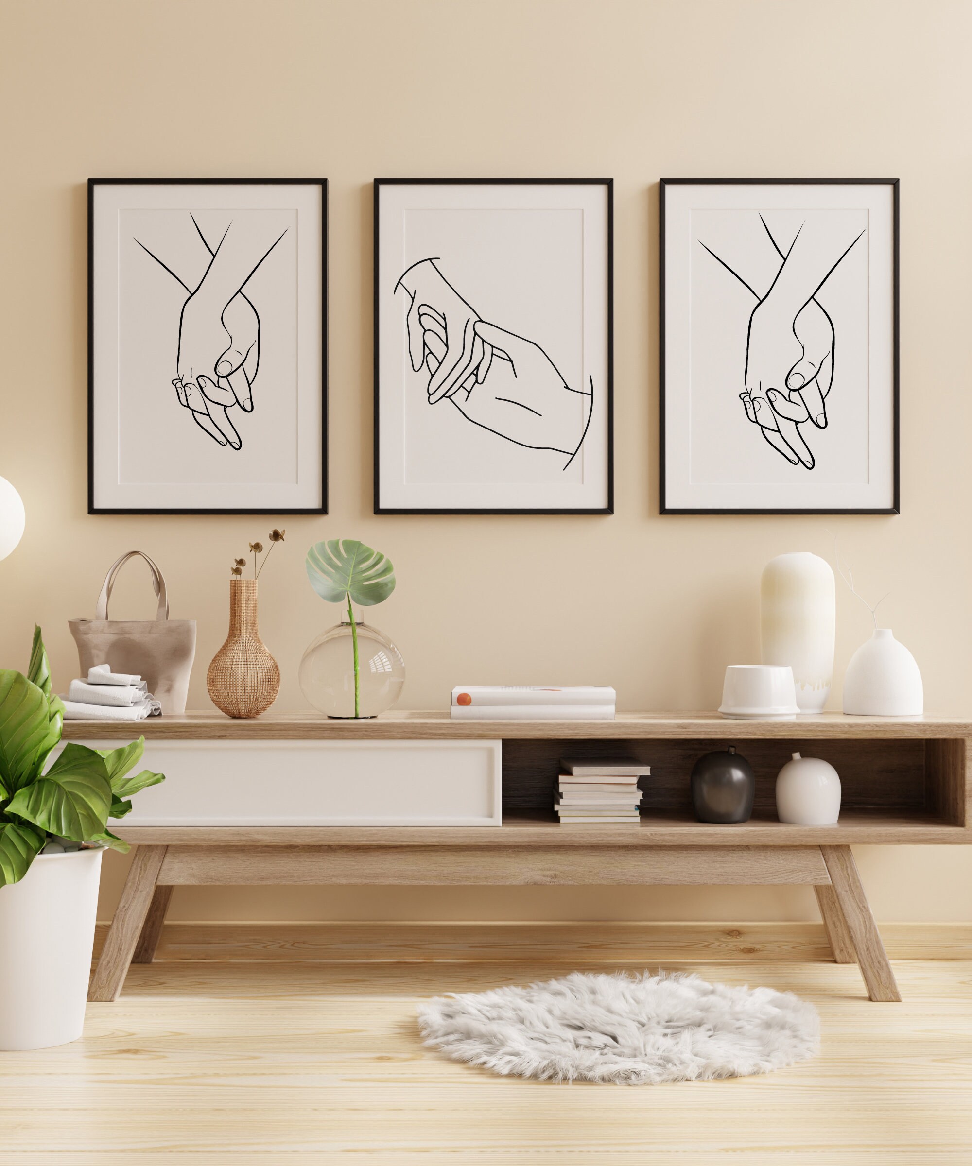 Printable Hand-line Art Posters, Hands-sketch Art, Hands-drawing ...