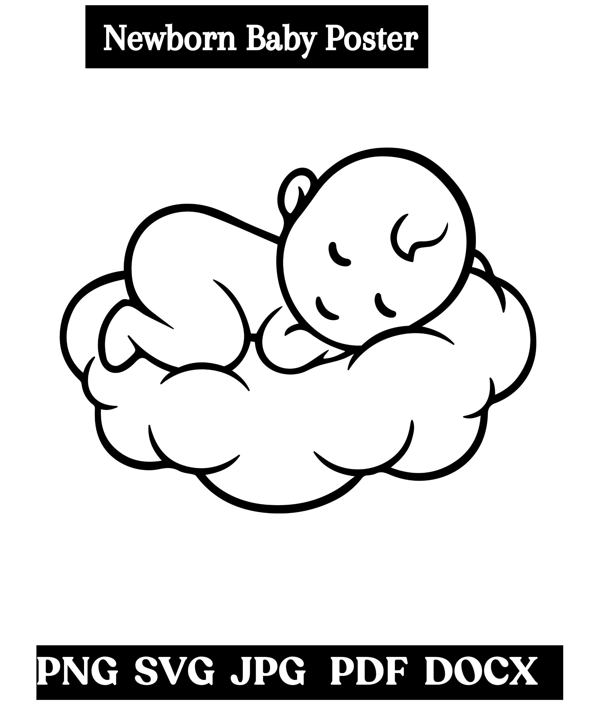 Newborn Baby Sketch, Custom Newborn Print, Baby Birth Wall Art ...